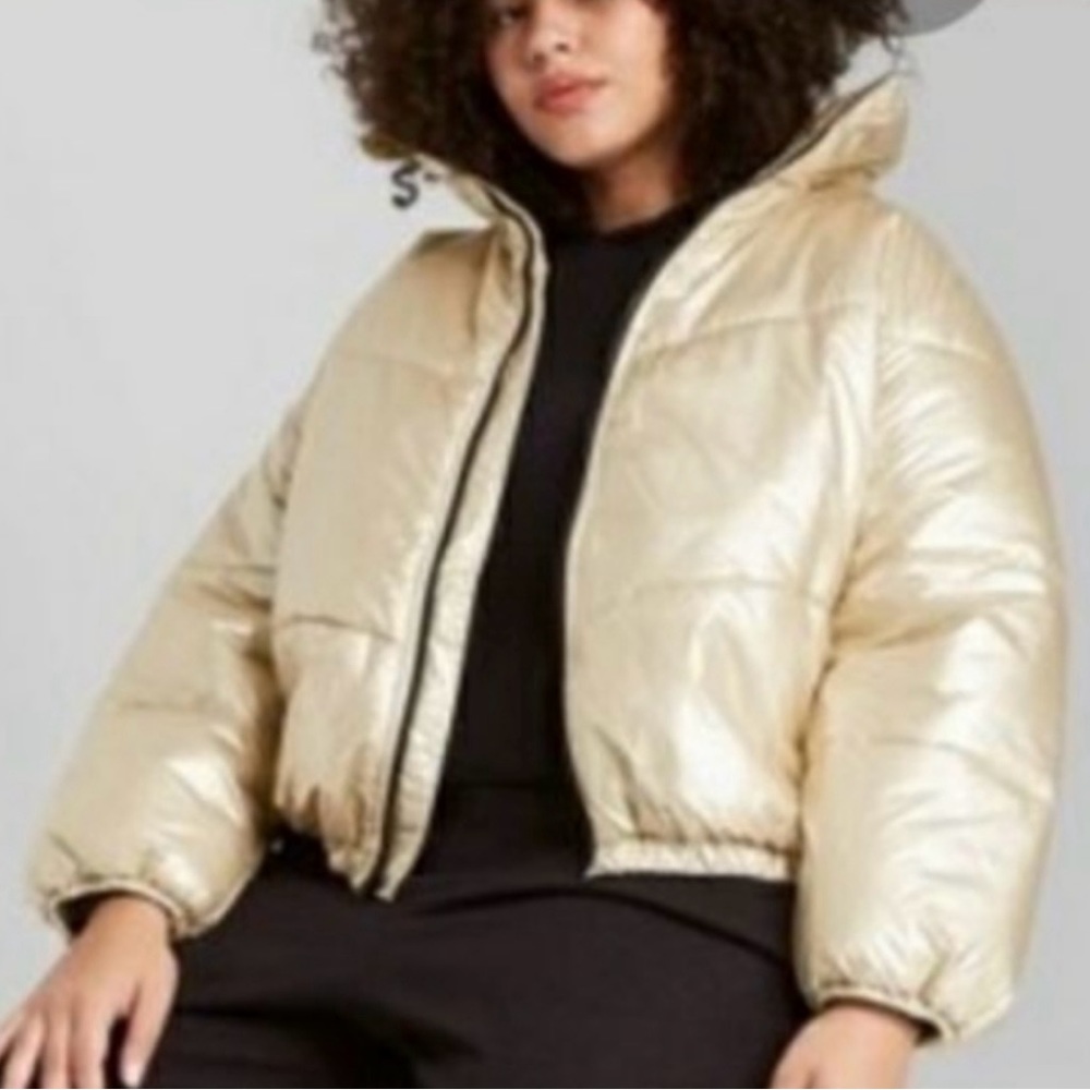 Gold Puffer Jacket By Wild Fable. Size L - Gem